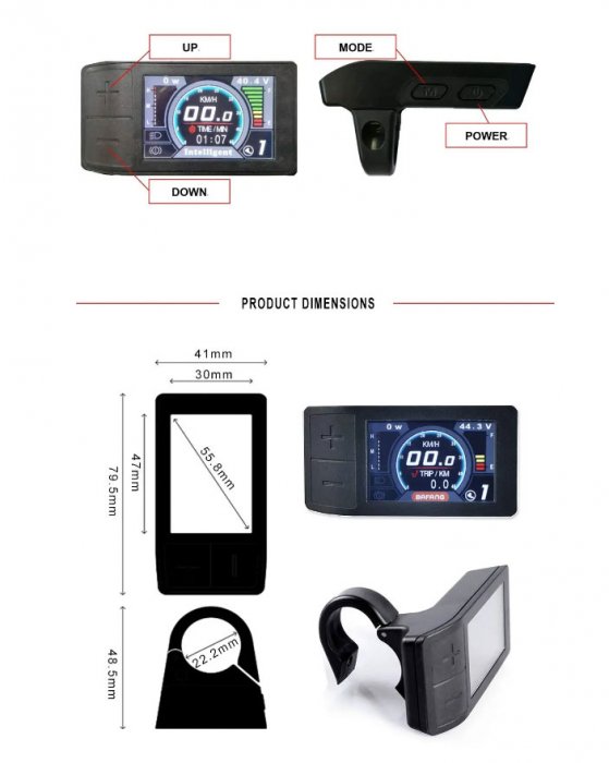 Bafang BBS 500C Colour LCD Display - £57.95 : Eclipsebikes, electric ...