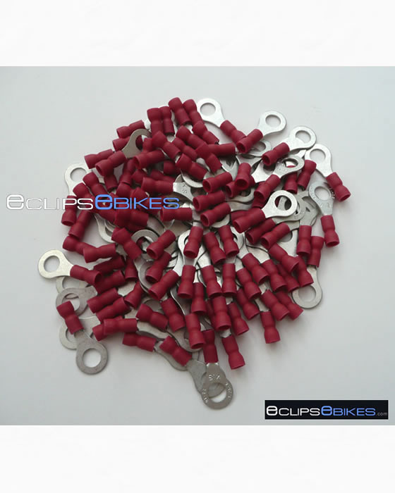 100 x Red 6.4mm Insulated Ring Crimp Connector Terminals [EBP-01] - £3. ...